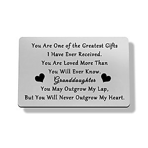 Heigebi Granddaughter Gifts from Grandma and Grandpa To My Granddaughter Gift Cards for Granddaughter Great Granddaughter Birthday Card Laser Wallet Card Love Note Insert Card Gift for Granddaughter