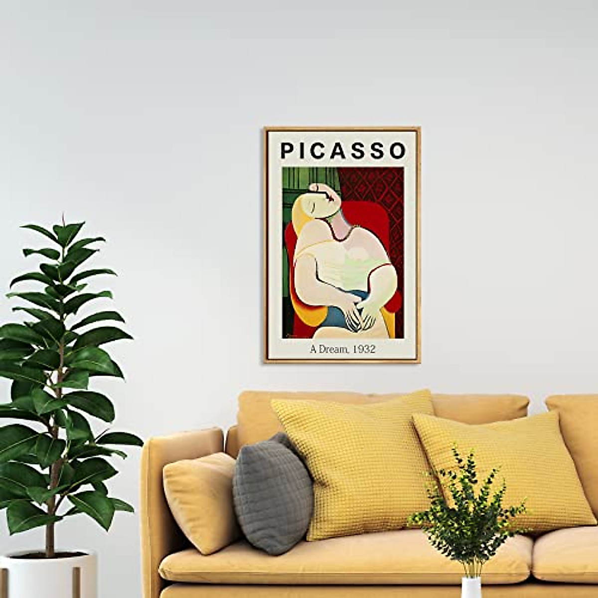 Framed Canvas Print Wall Art A Dream Famous Paintings Artwork By Pablo Picasso Canvas Prints Home Decoration for Living Room, Bed Room, Office - 12x16in Natural Framed