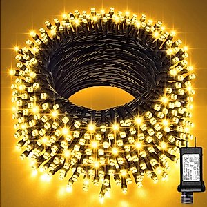 JMEXSUSS 66ft 200 LED Outdoor Christmas Lights, Warm White Christmas Tree Lights Plug in, 8 Modes Christmas String Lights for Outside Tree Bedroom Wedding Party Indoor Ceiling Home Decorations