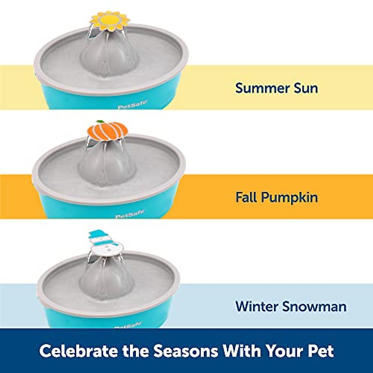 PetSafe Butterfly Fountain Seasonal Toppers 3 Pack - Cat Water Dispenser Accessories - Seasonal Pet Supplies - Includes Sun, Pumpkin, & Snowman Toppers - Celebrate Every Season - Cool & Cute Stuff
