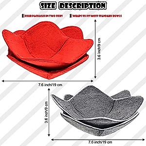 4 Pieces Bowl holders Microwave Bowl Cozy Small Bowls Holder Bowl Potholders for Microwave Hot Plate Bowl Food Temperature for Home Kitchen Holder Sponge and Microfiber Key