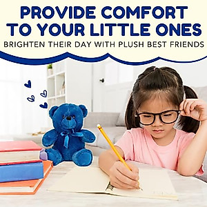 Grandma Smiley's Plush Best Friends Super Color Blue Teddy Bear Stuffed Animal, 9-inch Hypoallergenic Small for Christmas, Newborn Baby Shower, Girlfriend, Boyfriend, Graduation