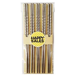 Happy Sales HSCSS4, 10 Pc Chopstick Stainless Steel Chopsticks 5 Pairs spiral