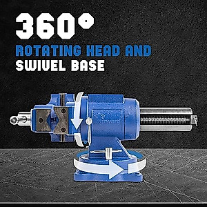 Forward DT08125A 5-Inch Heavy Duty Bench Vise 360-Degree Swivel Base and Head with Anvil (5", Ductile Iron)