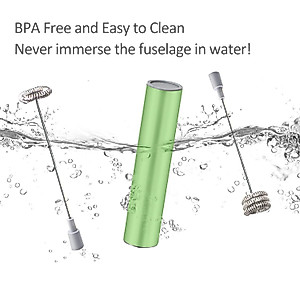 Electric Milk Frother Handheld,Travel Coffee Drink Mixer Batteries Included, 304 Stainless Steel Whisk for latte Cappuccino,Bulletproof Coffee Hot Chocolate,Egg-Grass Green