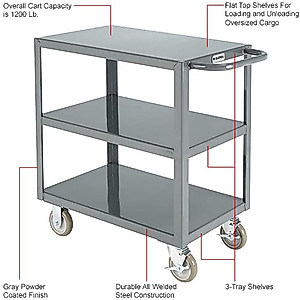 Global Industrial Steel Utility Cart w/2 Shelves, 1200 lb. Capacity, 30"L x 18"W x 35"H