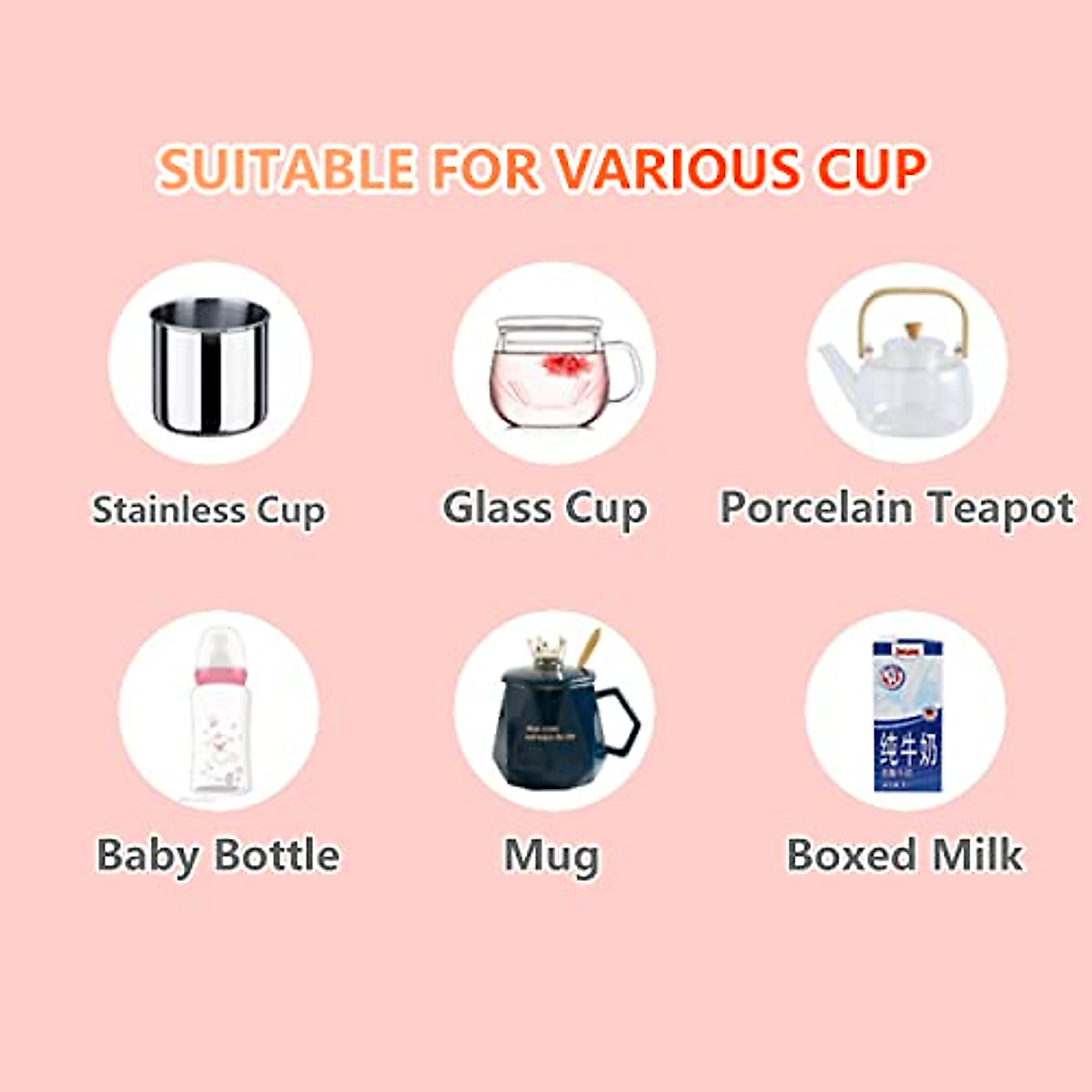 Coffee Warmer for Desk, with Mug Set. Cup Warmer Tea Warmer, Electric Beverage Warmer, Drink Warmer for Cocoa, Tea, Milk (Pink)