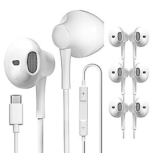 4 Pack USB C Headphones, Type C Earbuds Wired Earphones with Microphone, Remote Control in-Ear Headset for Samsung Galaxy S23/S22/S21/S20/Ultra Note 10/20, iPad Pro, Pixel 7 Android Smartphone
