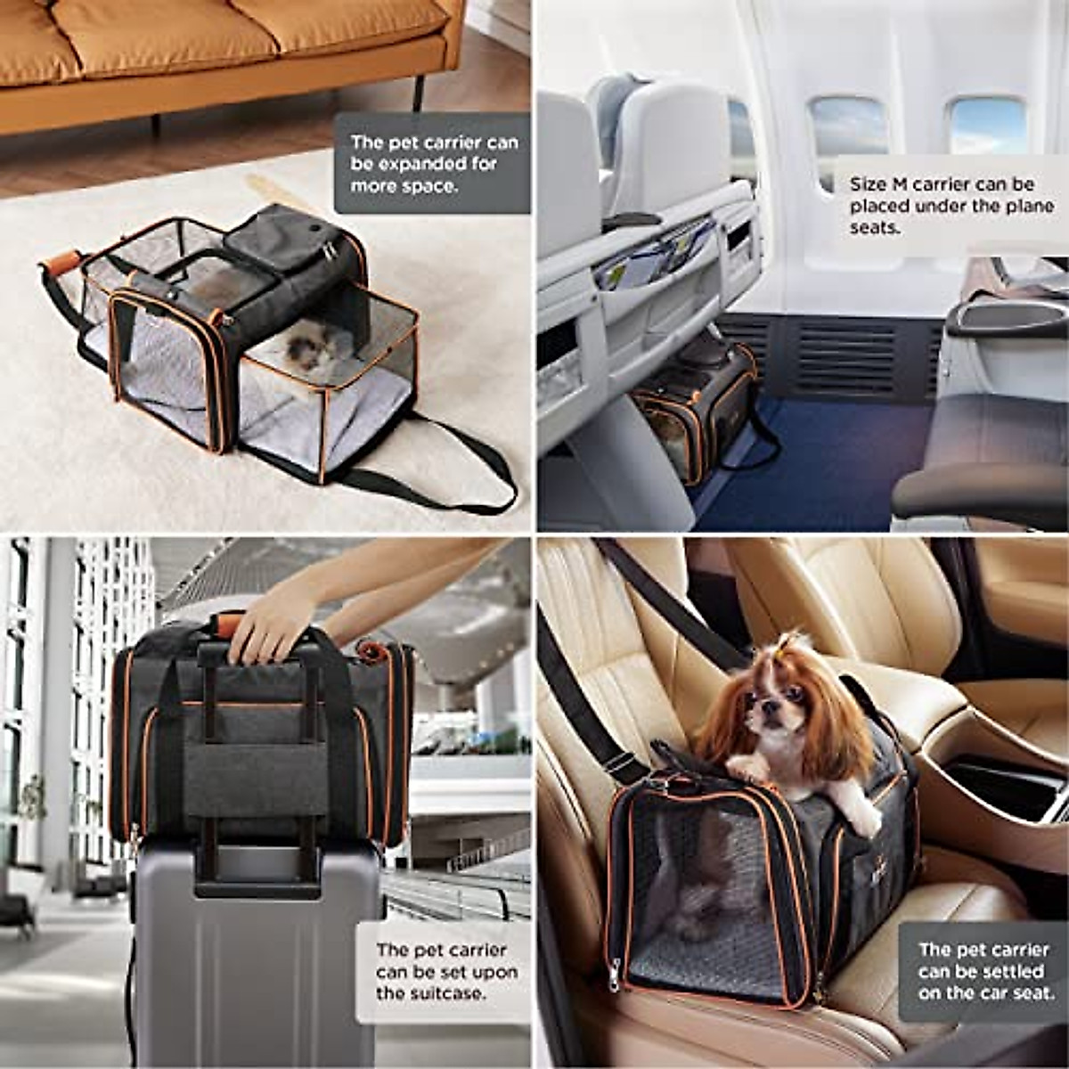 Lesure TSA Airline Approved Cat Carrier - Expandable Pet Carrier, Travel Pet Carriers for Small Dogs, Soft-Sided Puppy Carriers with Sherpa Pad, 18x11x11 inch