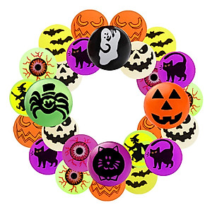 LovesTown 24 Halloween Theme Designs Bouncing Balls - Glow in The Dark Bouncy Party Favors Supplies for Kids, Trick or Treating Goodie