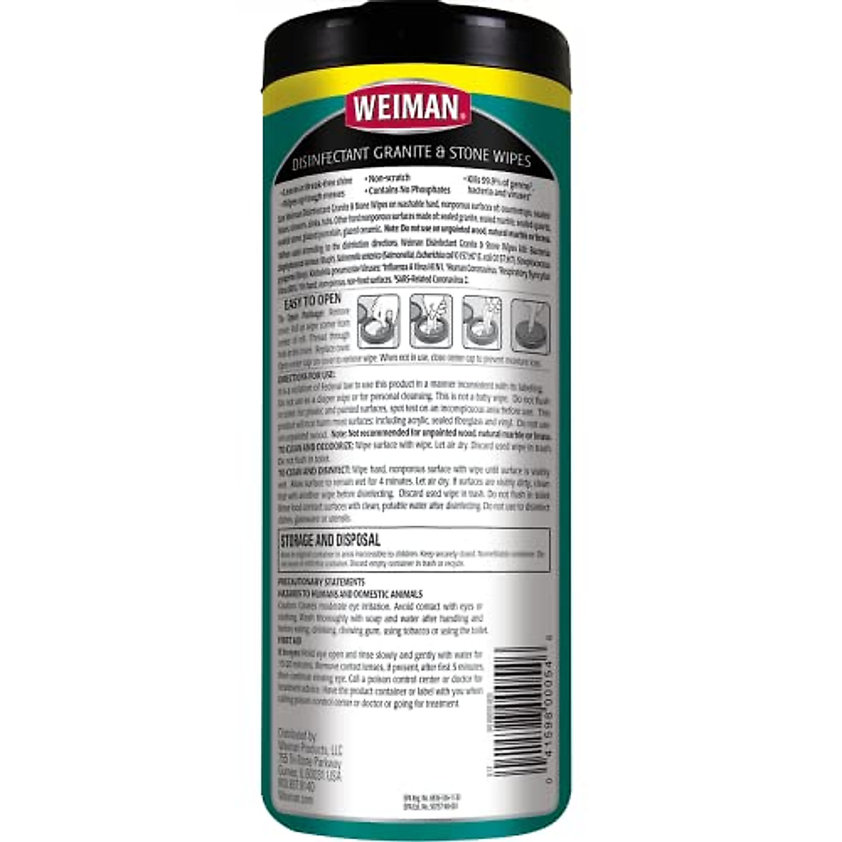 Weiman Granite Cleaner and Polish - 30 Wipes - For Granite Marble Soapstone Quartz Quartzite Slate Limestone Corian Laminate Tile Countertop and More (Pack of 1)