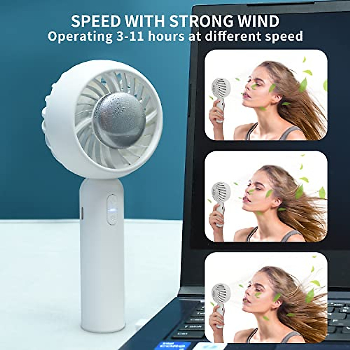 LISGHTJS Portable Handheld Cooling Fan Small Fans that Blow Cold Air, Mini Cold Compress Fan USB Rechargeable Personal Hand Held Travel Fan For Women Make up, Outdoor Camping, Office Desk