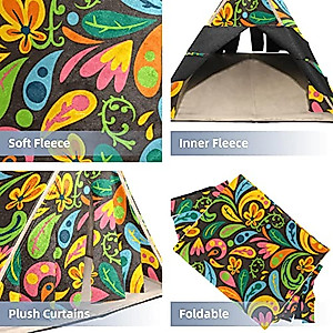 Y-DSIWX Guinea Pig House Bed, Rabbit Large Hideout, Small Animals Nest Hamster Cage Habitats Colorful Flowers Abtract