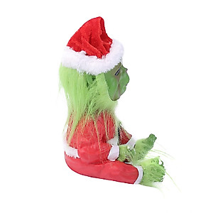 TRURENDI Christmas Plush Toy Green Furry Ghost Doll Cartoon Latex Ugly Doll Decorative Toys for Girls Boys, 7.87Inches (Red Black, 20cm)