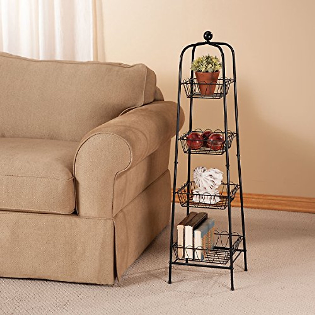 Fox Valley Traders 4-Tier Metal Basket Stand for Storage and Organization, One Size Fits All