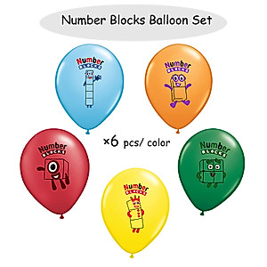 Number Blocks Balloons for Number Blocks Party Supplies| 30Pcs Colorful Balloons for Number Blocks Birthday Decorations| Number Birthday Party Decors