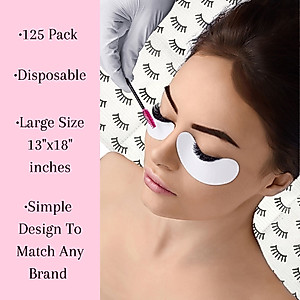 Disposable Lashing Dental Bib | 125 Pack | Size 13x18" inches | Eyelash Extension Supplies | White Bib with Simple Lash Print Design