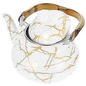 Luxshiny Marble Enamel Jug Vintage Espresso Machine Loose Leaf Tea Pot Ceramic Tea Pot Porcelain Water Pot Small Tea Kettle Stovetop Whistling Kettle Water Boiling Kettle Food Grade Tea Pot
