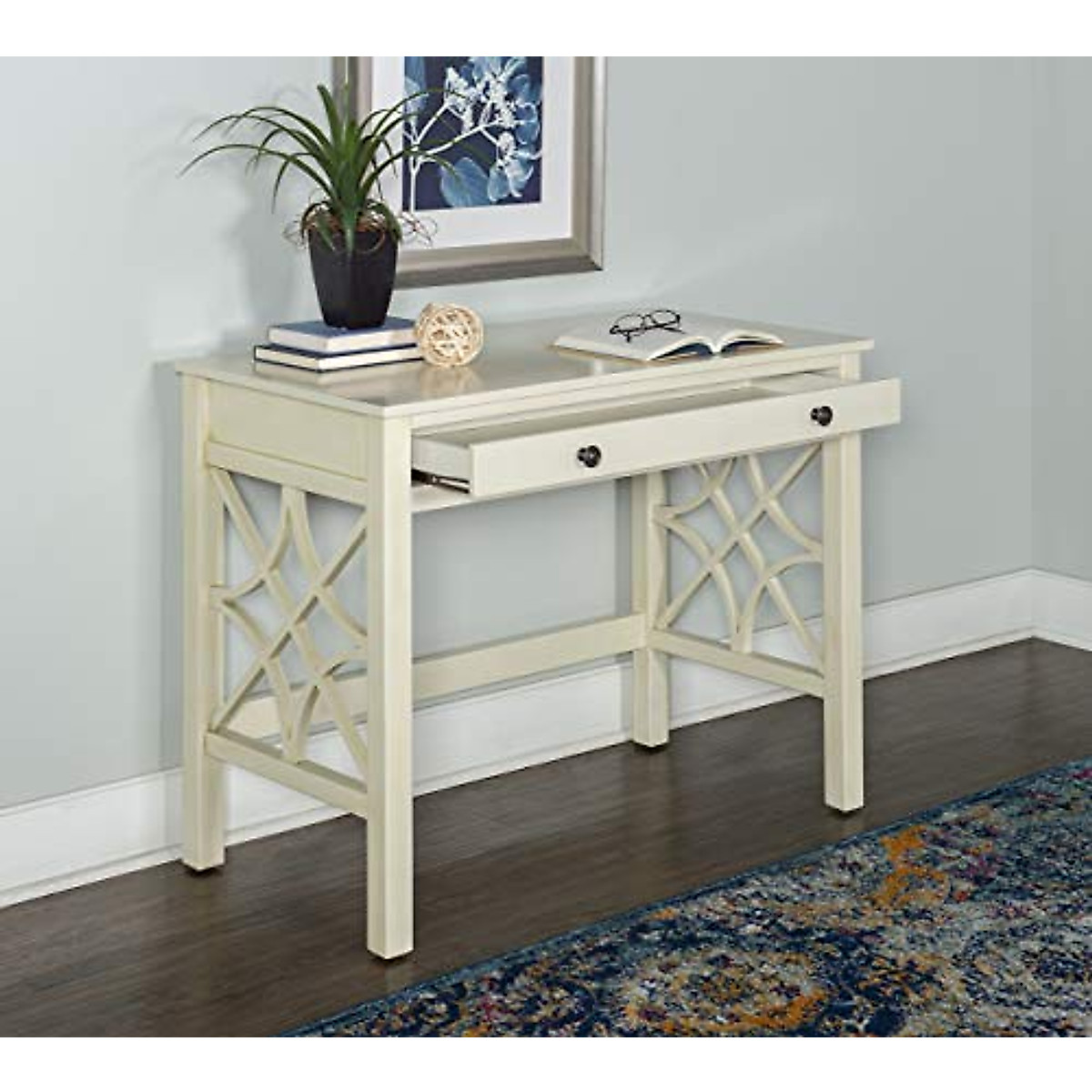 Linon Desk, Antique White, 38 x 20 x 30