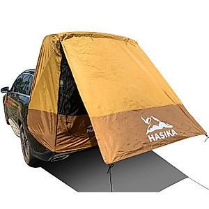 Poles Included Tailgate Shade Awning Tent for Car Camping Road Trip Essentials Small to Midsize SUV Waterproof 3000MM UPF 50+ Yellow (Small)