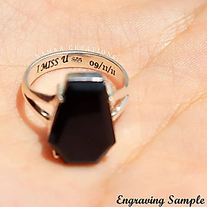 Black Onyx Coffin Silver Ring | Natural Black Onyx Sterling Silver 925 Handmade Coffin Ring | Handmade Jewelry