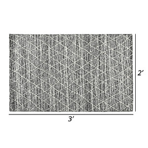 Benjara Jua 2 x 3 Hand Tufted Small Area Rug, Diamond Designs, Gray, White