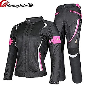 Riding Tribe Women's Motorcycle Jacket Coat Summer Waterproof Lady Teens Girl Riding Reflective Anti-collision Motorbike Jackets(PINK JACKET, S)