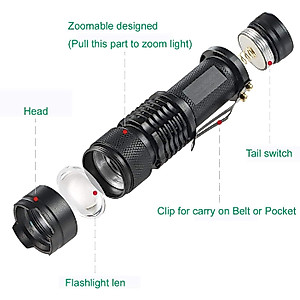 WAYLLSHINE (Pack of 4 Single Mode Red Light Flashlight, 1 Mode Red LED Flashlight Red Flashlight Torch, Red LED Red Light for Astronomy, Aviation, Night Observation