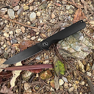 XIPHIAS Flipper Folding Pocket knife, D2 Blade G10 Handle XBJ2201 (Black)