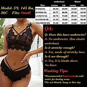 Namifin Women Sexy Lingerie Set Two Piece Lace Bra and Panty Set Bralette Sleepwear Black X-Large