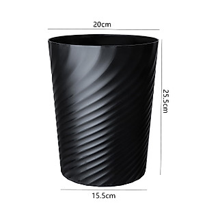 Trash Can, Small Trash Can, Plastic Trash Can, Wastebasket Recycling Bin, Round Garbage Can for Bathroom, Office, Bedroom, Kitchen 1.8 Gallon/8 L (Black)