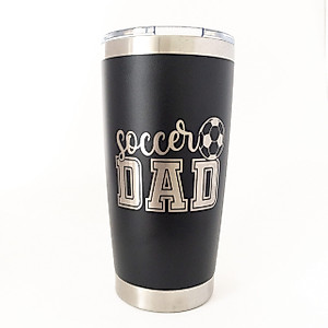 20 oz Soccer Dad Coffee Travel mug with lid (Black), Insulated Tumbler, Soccer Gifts for Men, Stainless Steel Coffee Mug