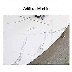 Oval Modern Coffee Table/Glamour Style for Living Room, White/Black Faux Marble, Coffee Table with Adjustable Foot Pad for Office Decoration (Black + White 120 * 60cm)