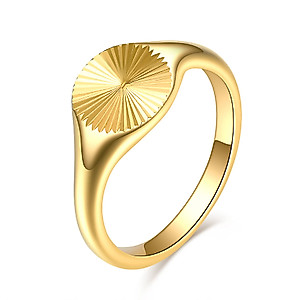 MYNENEY Gold plating high polished Stainless Steel stackable Wedding rings for women ins jewelry gift (Gold, 12)