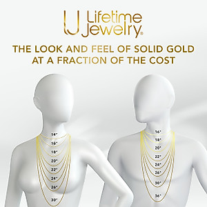 LIFETIME JEWELRY Beveled Cuban Link Curb Chain Necklaces 24k Real Gold Plated (3mm, 6mm & 9.5mm) (20 inches, 9.5mm, Gold)