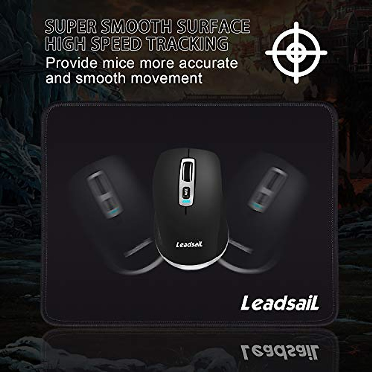 LeadsaiL Mouse Pad with Stitched Edge, Water-Resistant, Premium-Textured Mouse Mat, Non-Slip Rubber Base Mousepad for Laptop, Computer & PC, 10.6×8.3×0.1 inches (Black)