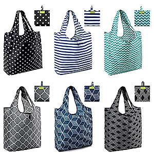 BeeGreen Reusable Grocery Bags Set of 12 Lightweight Recycling Shopping Totes with Long Handle Durable Portable Shopper Baggies for Groceries Supermarket Gift