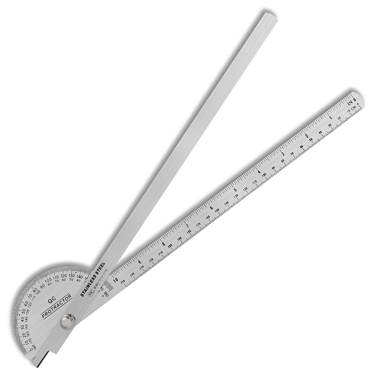 Angle Finder,Both Arms Stainless Steel Protractor with 0-180 Degrees Angle 10 inch,250mm,30cm Scale Woodworking Ruler Angle Finder Ruler with Inch Units