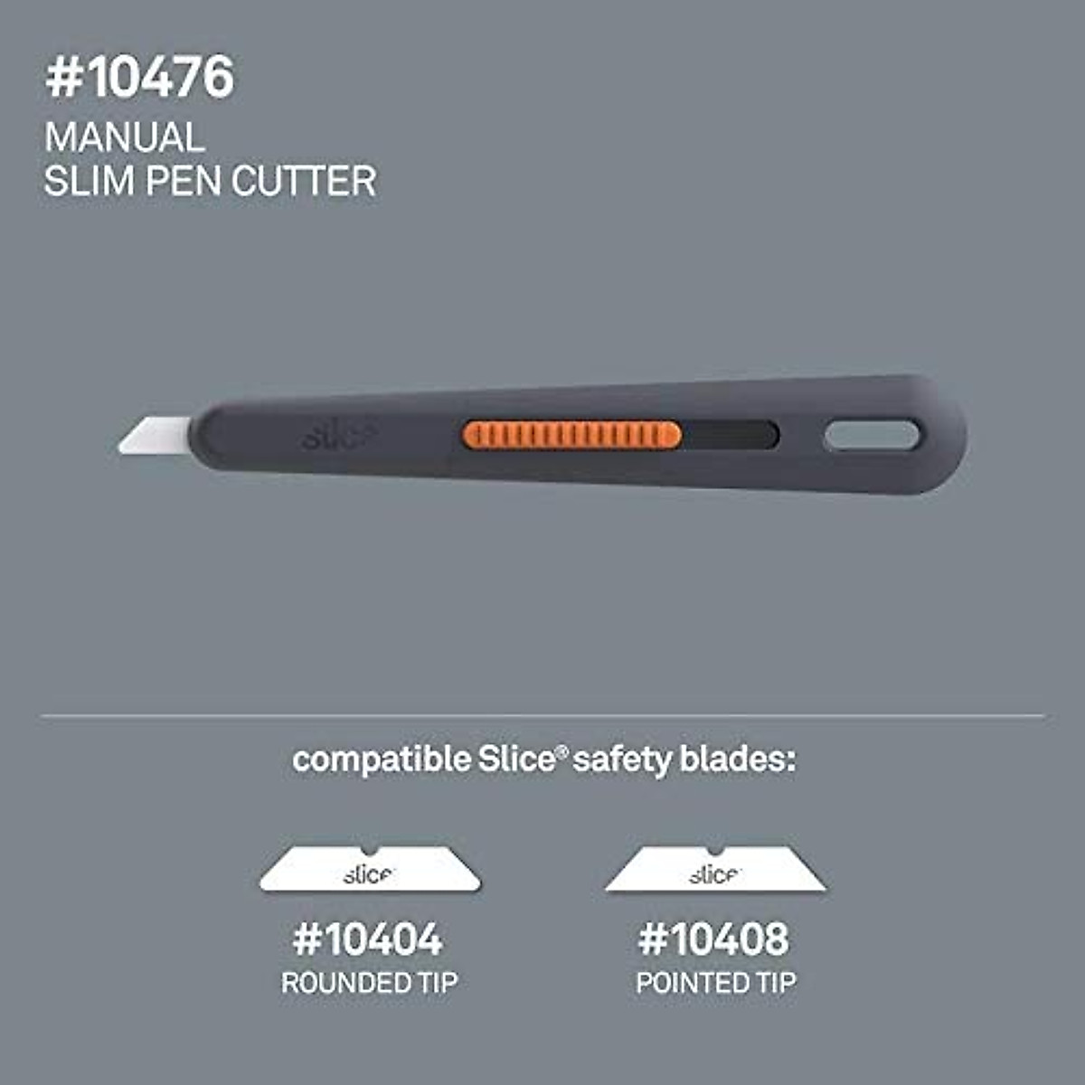 Slice 10476-CS Manual Slim Pen Cutter, Tighter Control, Finger Friendly Ceramic Blade, Side Slider Button for Thumb Blade Control, Lasts up to 11x Long as Stainles Metal, 12 Pack