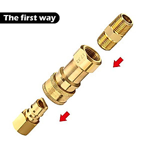 WADEO 3/8 Inch Natural Gas Quick Connect Fittings, LP Gas Propane Hose Quick Disconnect Kit, 3/8'' Male NPT Thread x 3/8'' Female NPT Thread