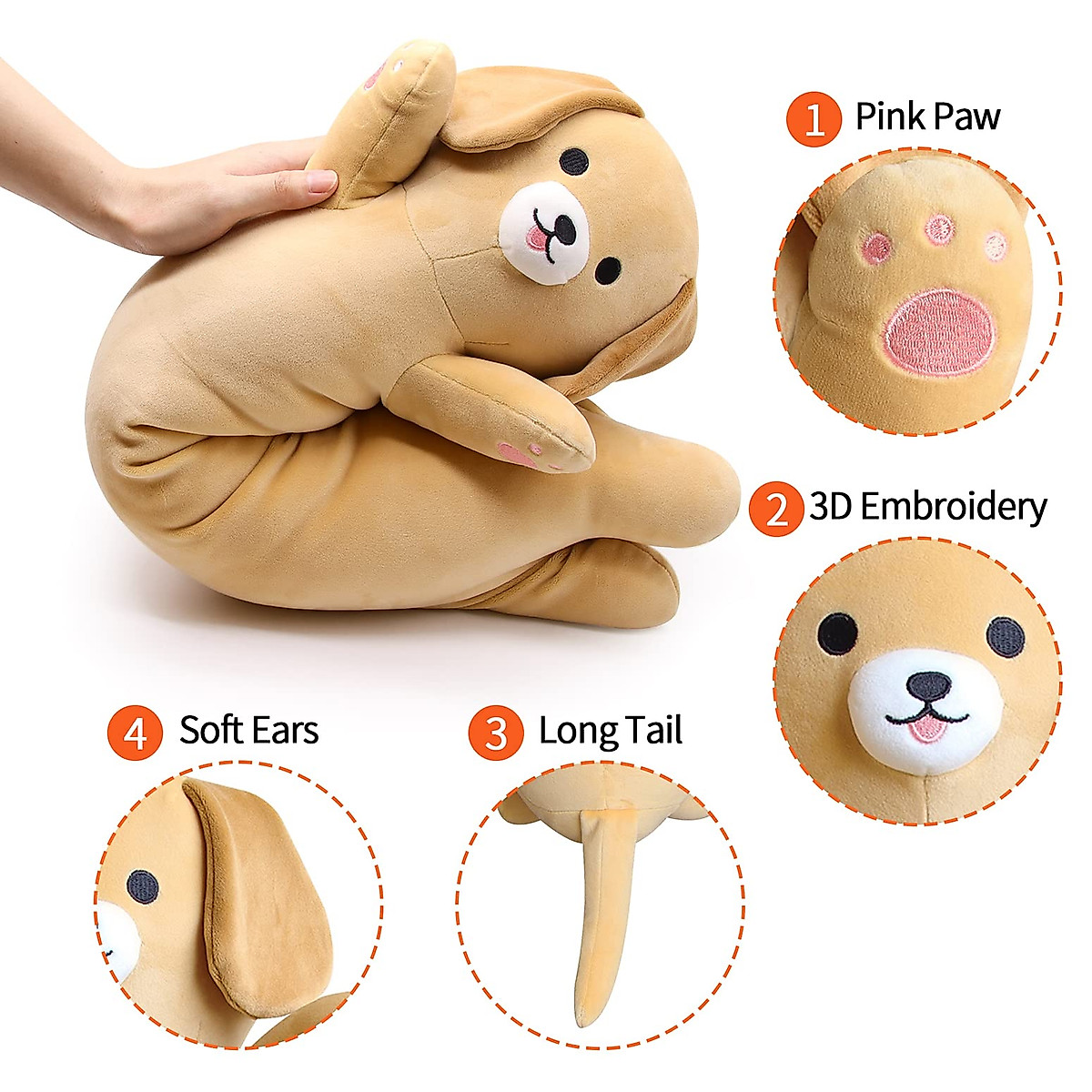 JEROKUMI Long Dog Plush Boby Pillow - 26” Cute Dog Body Pillow Kawaii Dog Plushie, Long Dog Plush Hugging Body Pillow for Kids Birthday Gifts for Girls and Boys (Labrador Plush)