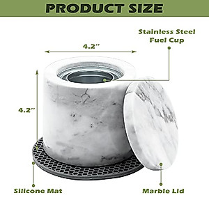 Montex Marble Tabletop Fire Pit Rubbing Alcohol Fireplace with Lid and Silicon Mat, Fire Pit Bowl for Indoor and Outdoor White