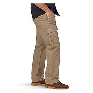 Men's Wrangler Relaxed Fit Flex Cargo Pants Barley Hidden Tech Pocket Straight Leg Flat Front (34x30)