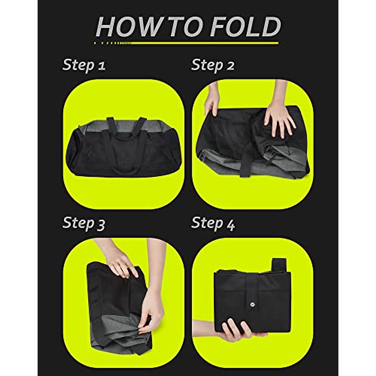 Gym Bags for Men Women, BAGSMART Foldable Sports Duffle Bag, Lightweight Travel Bag Weekender Duffel Bag With Shoe Compartment, Water Resistant Workout Duffle Sports Bag for Travel Fitness Yoga, Black