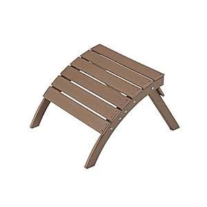 BUPPLEE Folding Adirondack Ottoman for Adirondack Chair, HDPE All Weather Outdoor Footrest Poly Lumber Adirondack Footstool for Patio, Backyard, Garden, Easy to Assemble & Storage - Teak