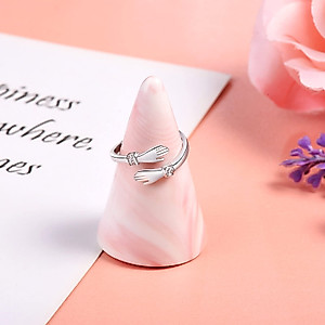 ACJFA Adjustable Hug Ring - 925 Sterling Silver Best Friends Rings CZ Jewelry Promise Rings Christmas Gifts for Women Friends Mother Daughter Sister(I love you forever)