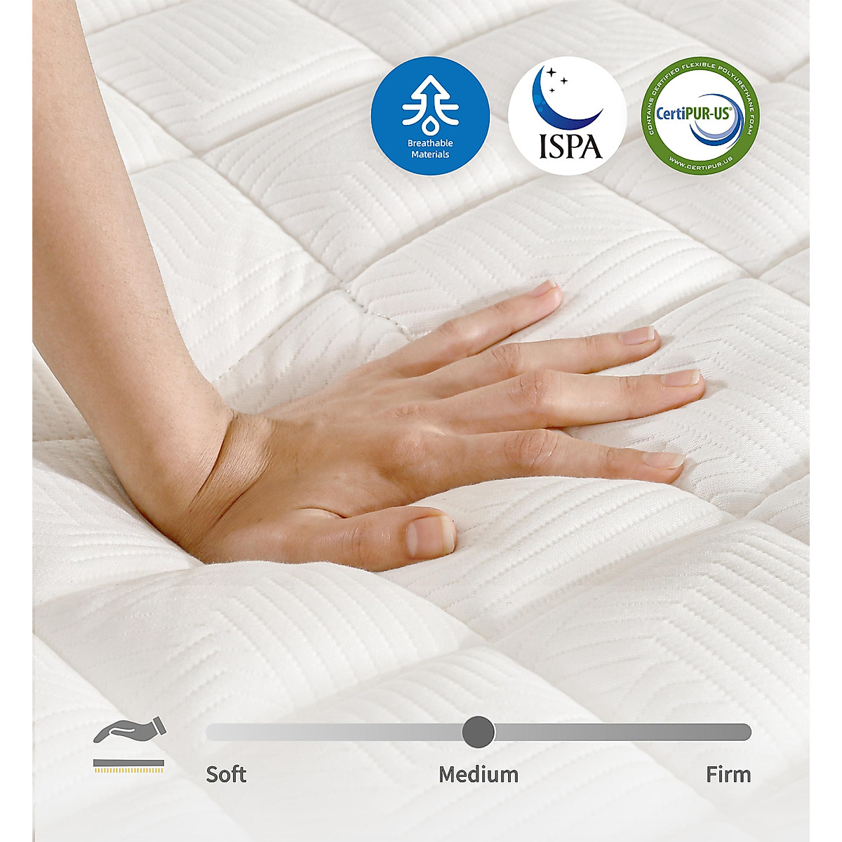 ADDNUSS King Size Mattresses,14 Inch Hybrid King Mattress in a Box, Gel Memory Foam and Pocket Coils Innerpring Mattresses for Pressure Relief,Medium Plush,Motion Isolation,CertiPUR-US.