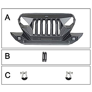 Hooke Road Mad Max Front Bumper Grill w/ 2X 18W LED Lights for 1997-2006 Jeep Wrangler TJ