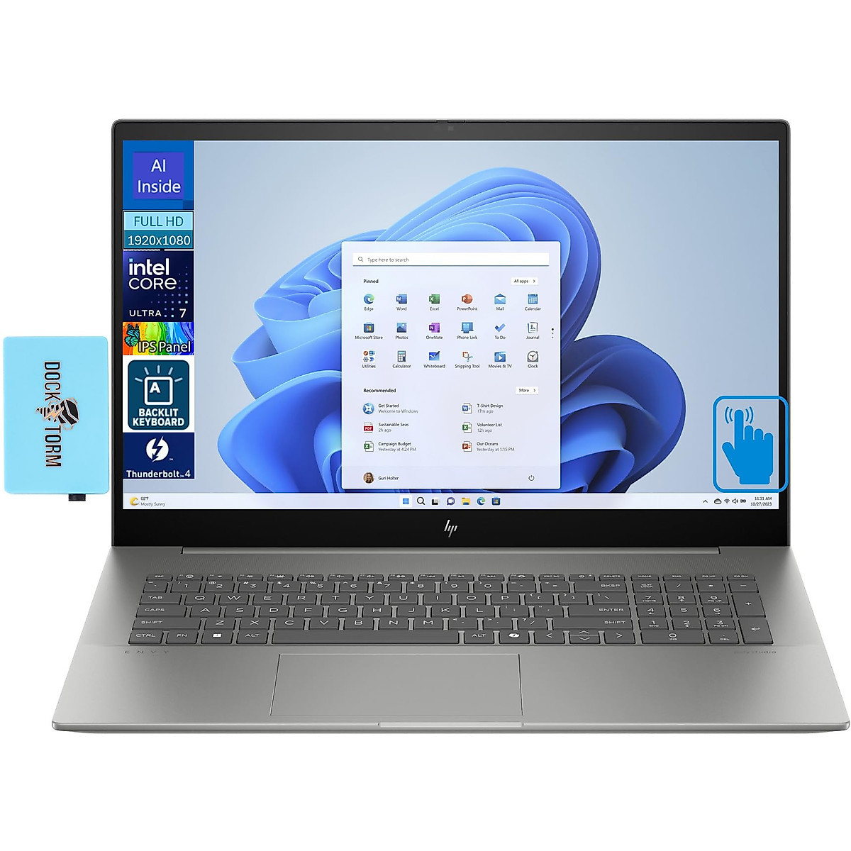 HP Envy 17t-cr00 17.3" FHD 60Hz Touchscreen Business IPS Laptop (Intel i7-1260P 12-Core, 16GB RAM, 1TB PCIe SSD, Intel Iris Xe, (1920x1080), WiFi, Bluetooth, Backlit KB, Win 11 Pro) with Hub