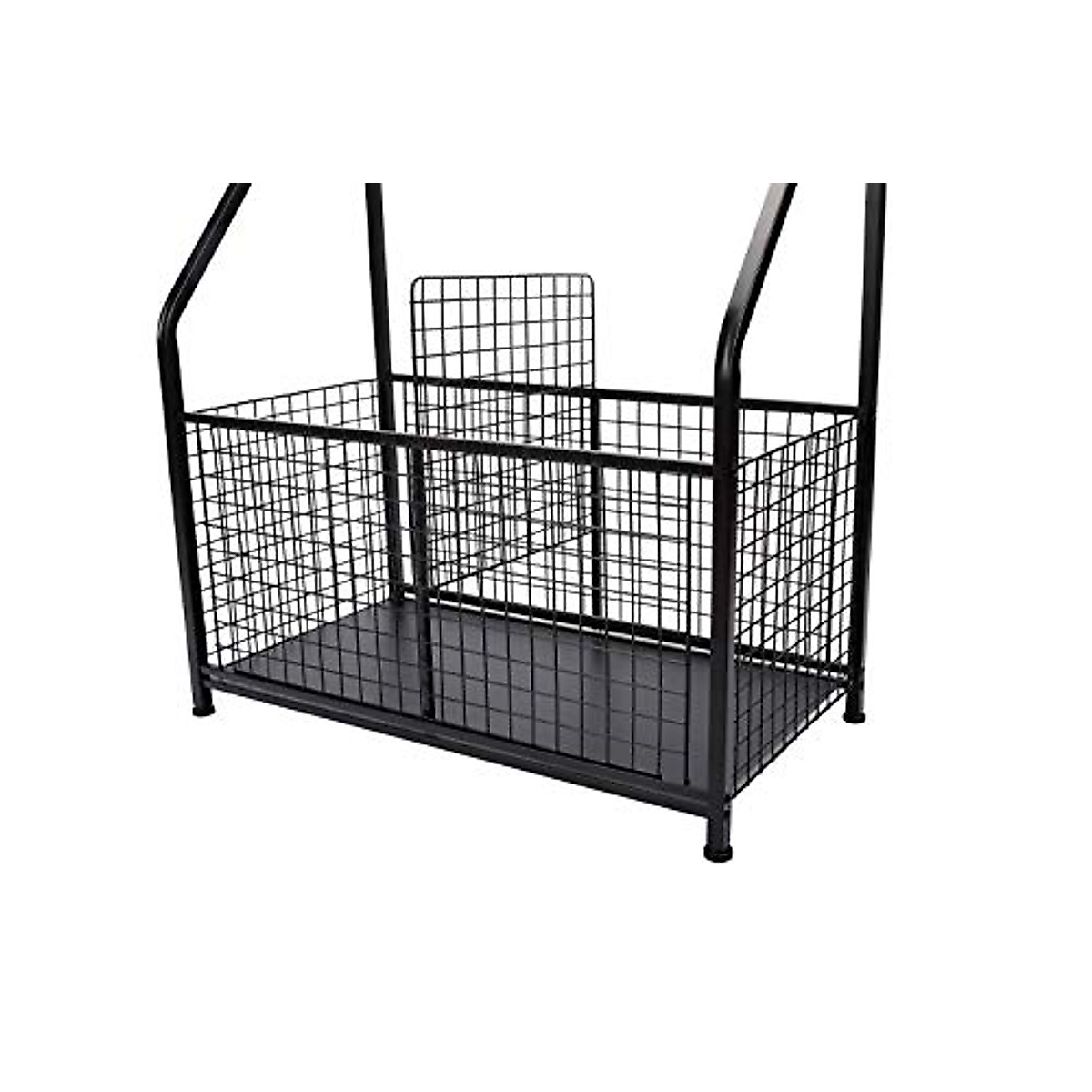 BirdRock Home Sports Equipment Ball Storage Rack for Garage - Baseball, Tennis, Football, Gym and Basketball Gear Organizer - Rack - Wide Bin Basket - 4 Hooks - Tools Garden Shovels Rack - Indoor